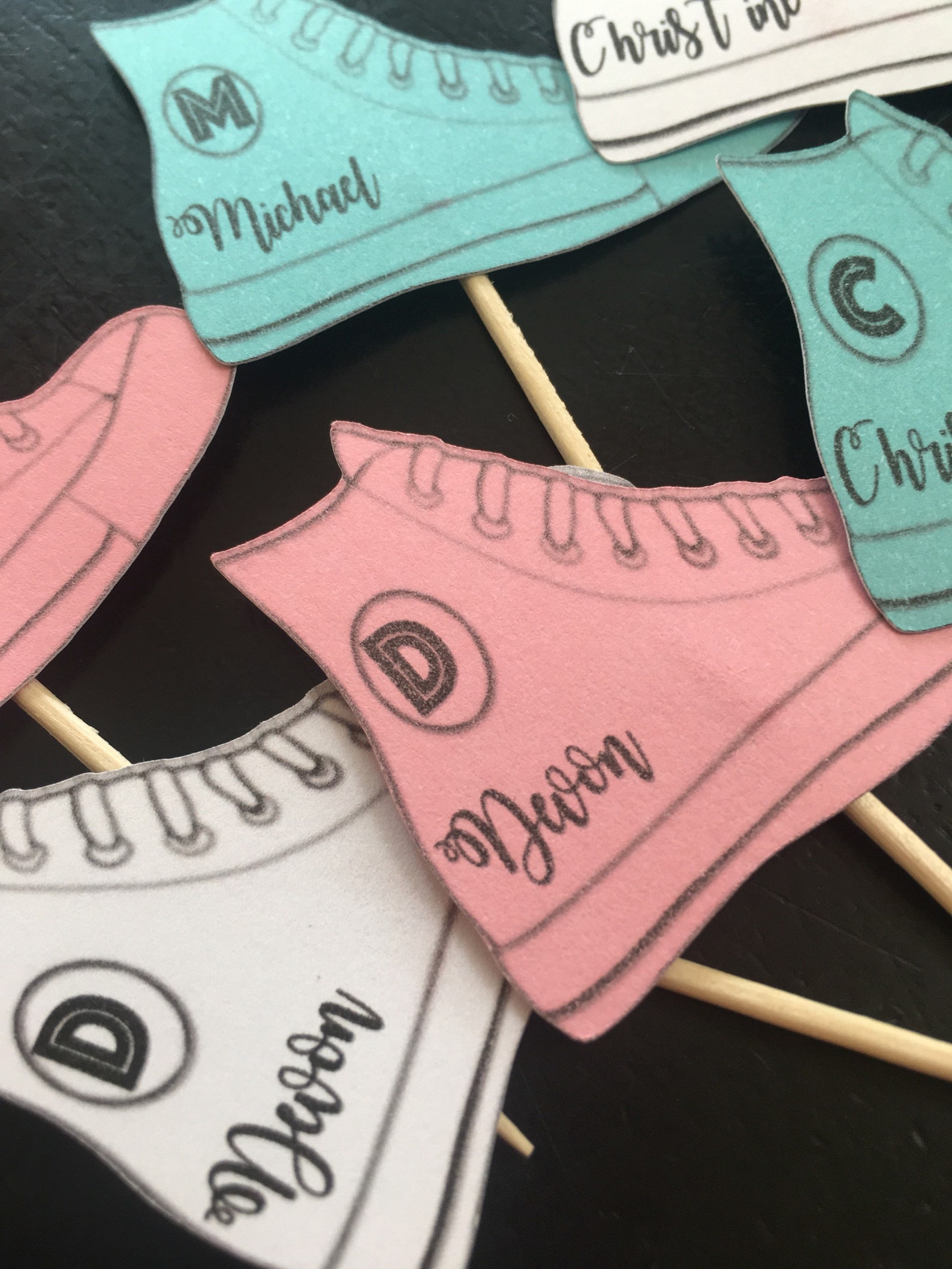 Personalized Sneakers/rubber Shoes Theme Party Birthday Cupcake Pick ...