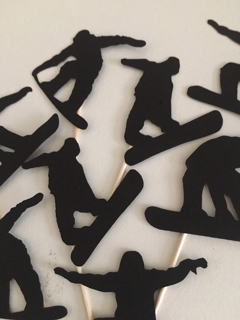 Snowboarding Theme Sports Party Birthday Cupcake Pick Toppers - Etsy