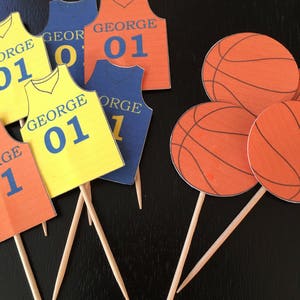 Personalized Basketball Theme Sports Party Birthday Cupcake Pick ...