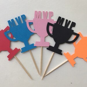 MVP Trophy Sports Party Birthday Cupcake Pick Toppers - Etsy