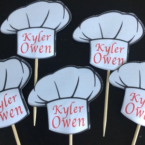 Personalized Chef's Hat Baker Party Birthday Cupcake Pick Toppers - Etsy