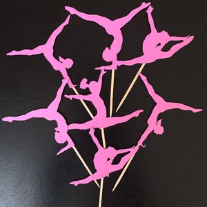 Women's Gymnastics Theme Sports Party Birthday Cupcake Pick Toppers - Etsy