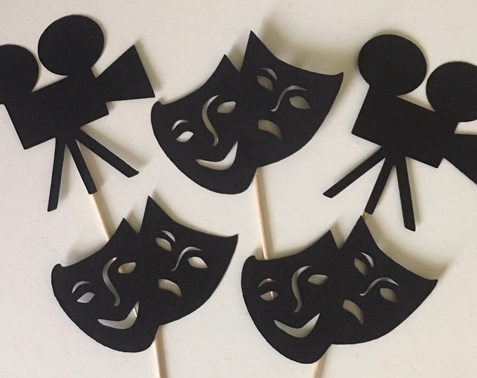 Drama Club/acting Theme Party Birthday Cupcake Pick Toppers - Etsy
