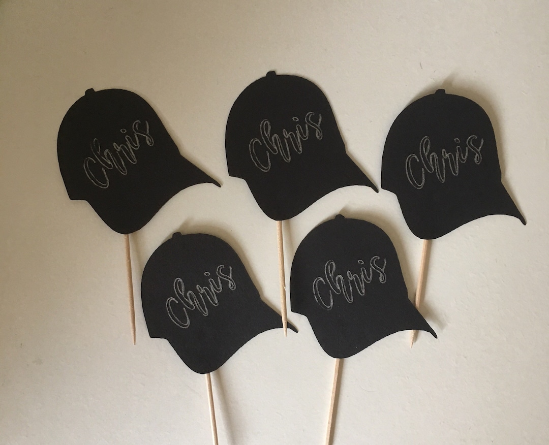 Personalized Baseball Hat Party Birthday Cupcake Pick Toppers - Etsy