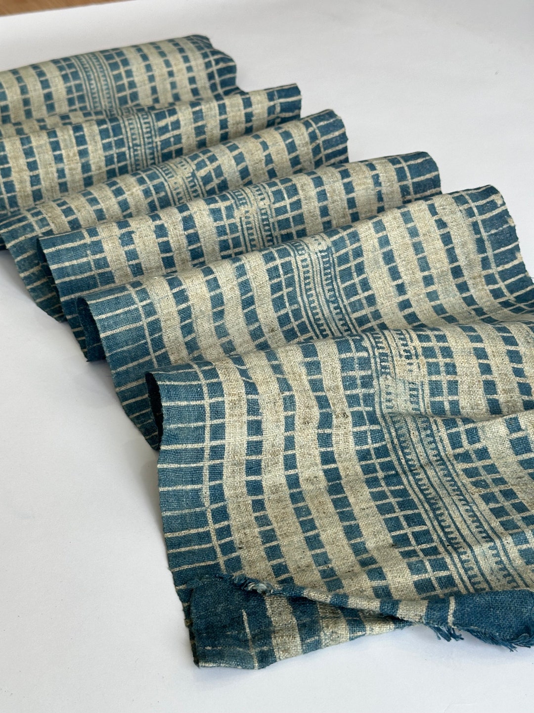 Indigo Vintage Hmong Hemp Batik Fabric Nautical Boho HMONG Textile ...