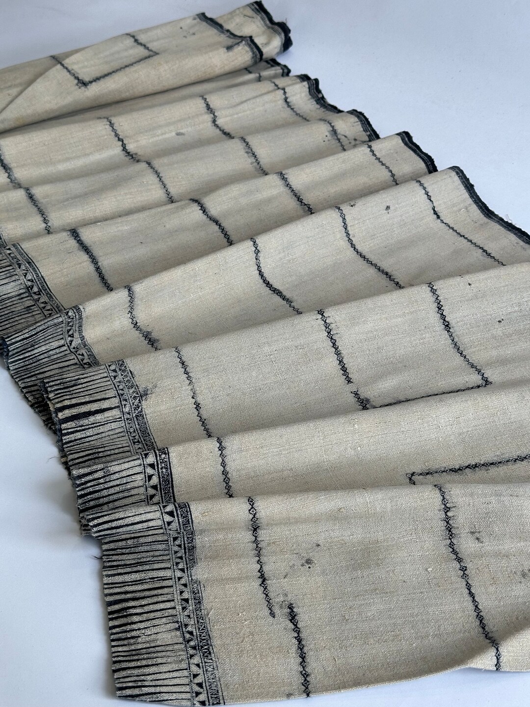 Vintage Hmong Hemp Batik Fabric: Hand Embroidered Tribal Textile - Etsy