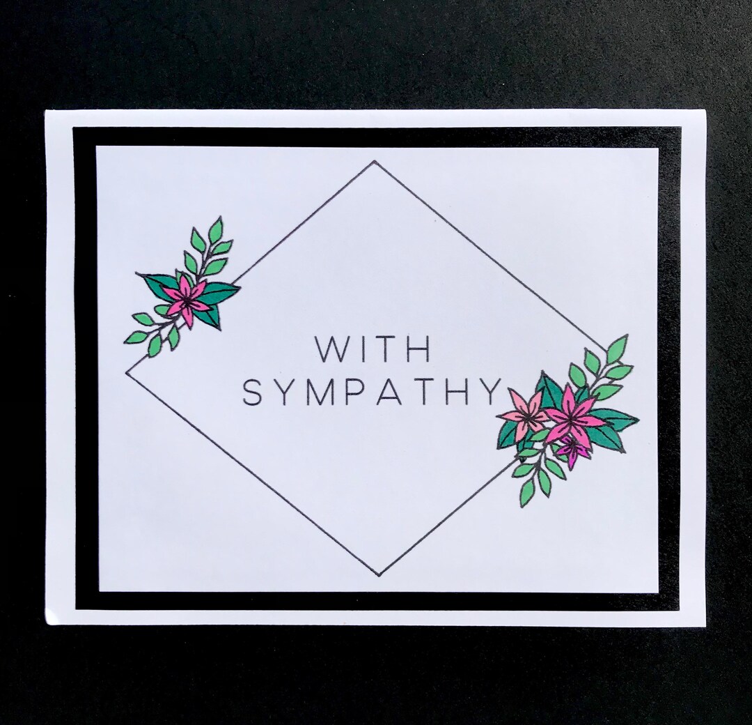 Diamond “with Sympathy” Card | Handmade Geometric Floral Bereavement ...
