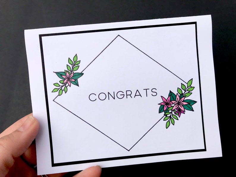 Diamond Congratulations Card Handmade Geometric Floral - Etsy
