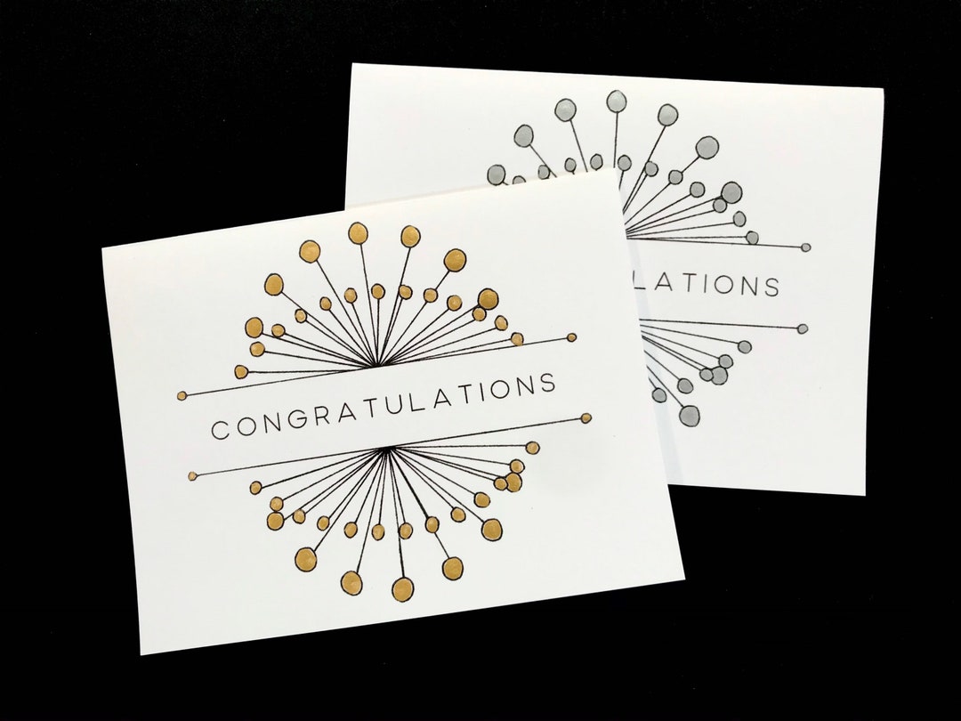 Gender Neutral Congratulations Card | Handmade Metallic Gold or Silver ...