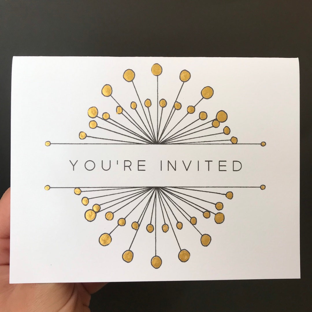 You’re Invited Gold Metallic Burst | Custom Handmade Painted Paper ...