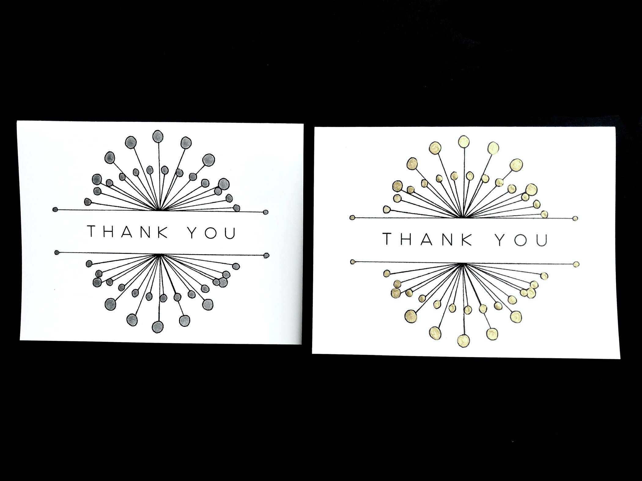Gender Neutral Thank You Card | Handmade Metallic Gold and Silver ...