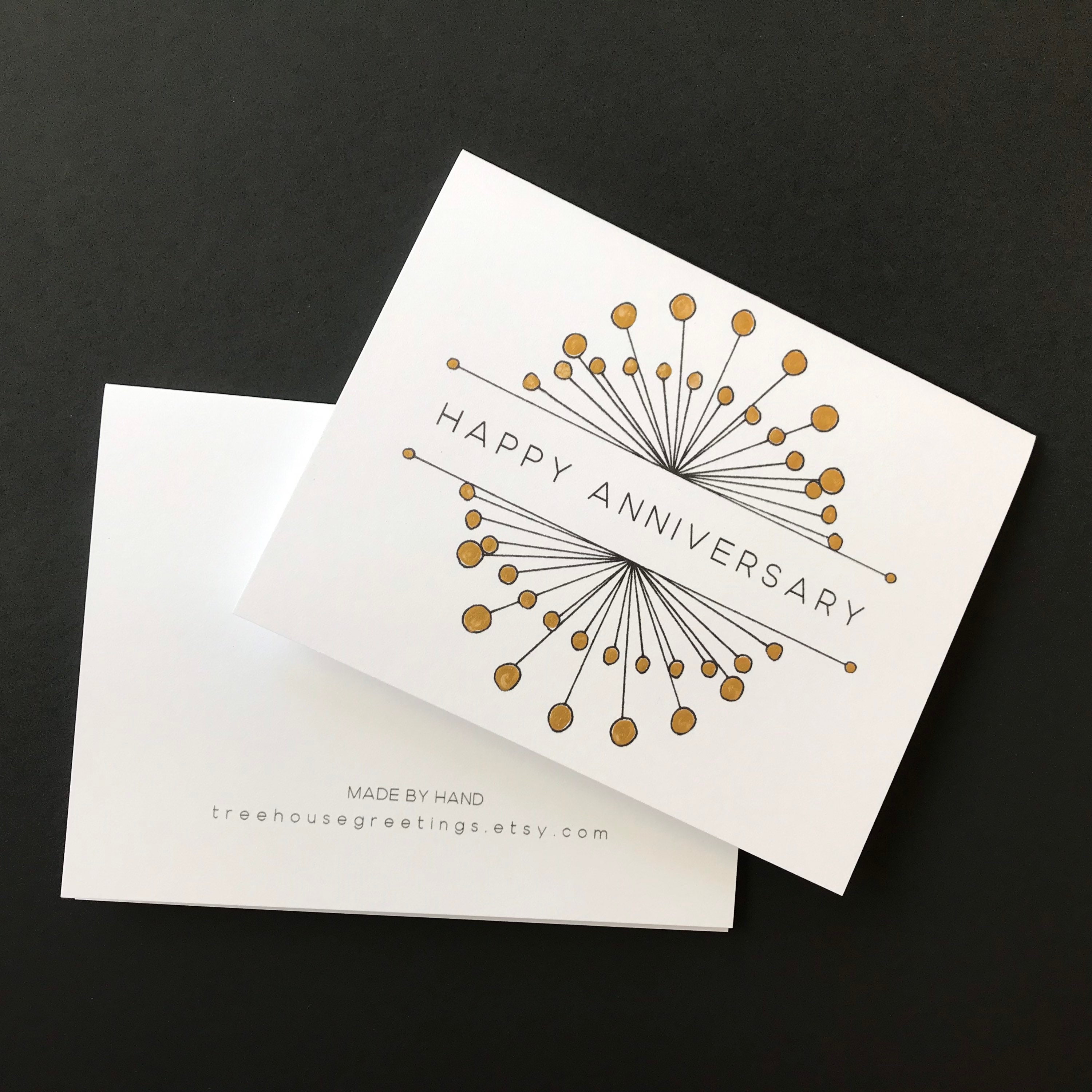 Metallic Gold or Silver Burst Anniversary Card Gender Neutral Greeting ...
