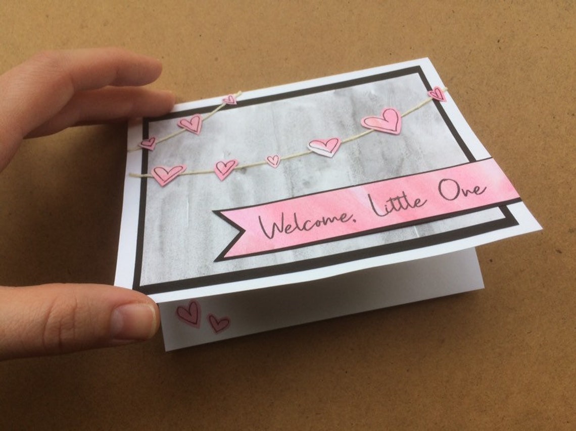 Welcome, Little One Handmade Card Baby Shower Card New Baby Card for ...