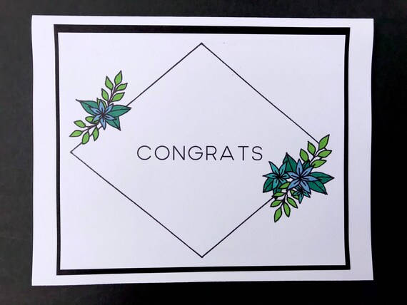 Diamond Congratulations Card Handmade Geometric Floral - Etsy
