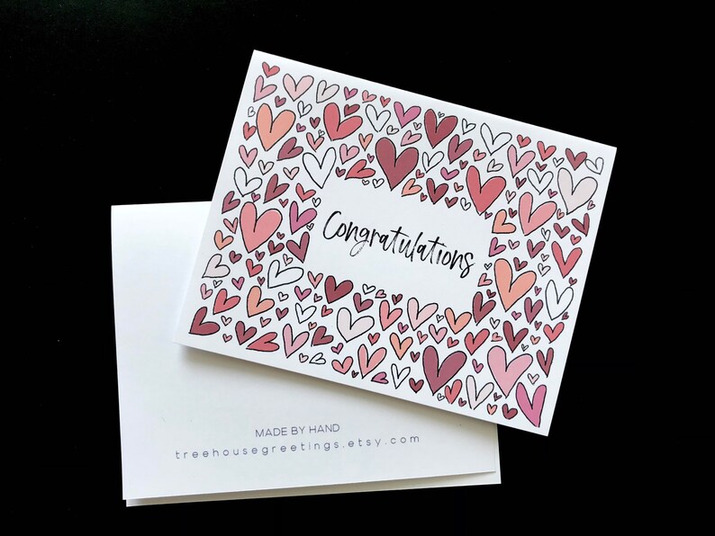 Heart Doodles Congratulations Card - Etsy