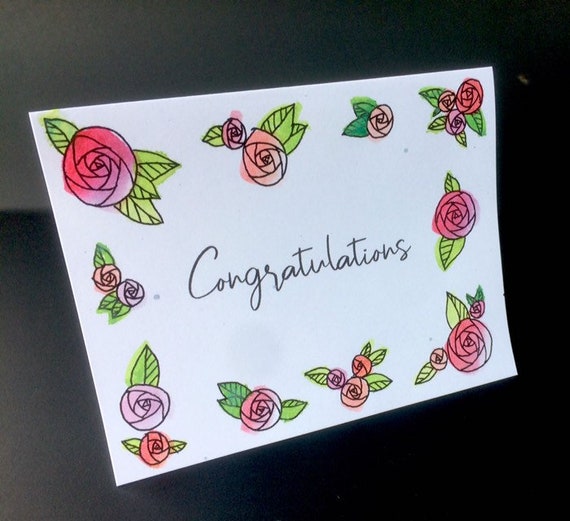Congratulations Card Watercolor Florals | Etsy