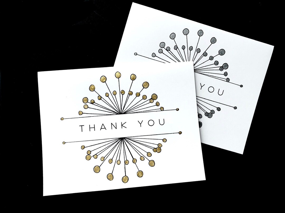 Gender Neutral Thank You Card | Handmade Metallic Gold and Silver ...