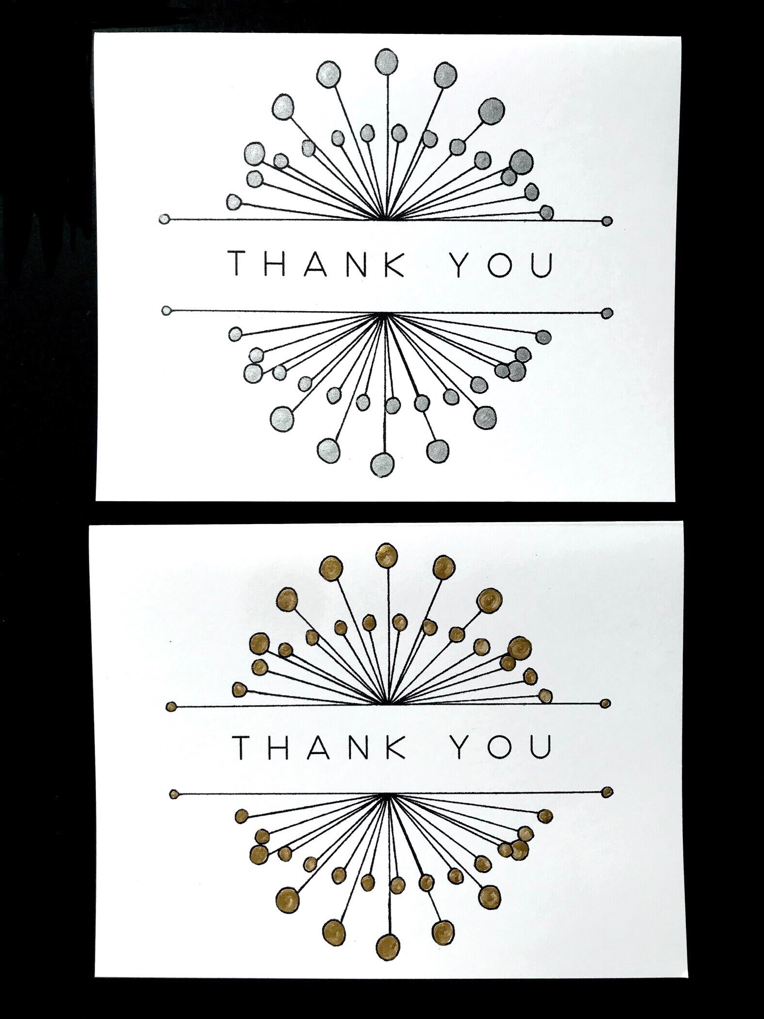 Gender Neutral Thank You Card | Handmade Metallic Gold and Silver ...