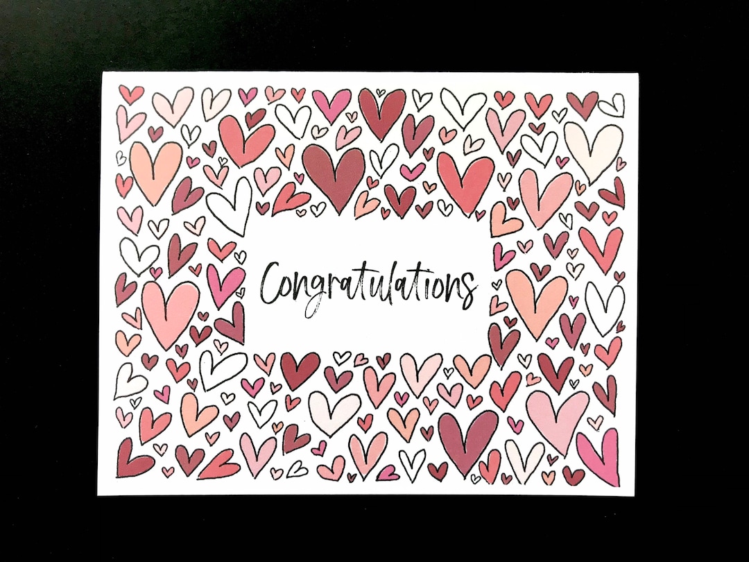 Heart Doodles Congratulations Card - Etsy