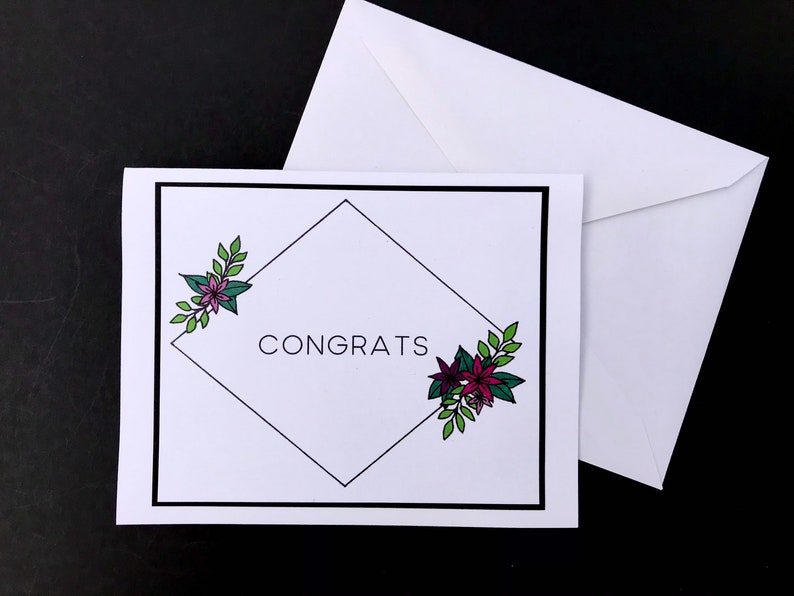Diamond Congratulations Card Handmade Geometric Floral - Etsy