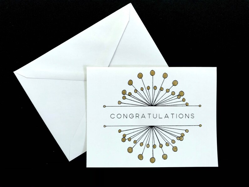 Gender Neutral Congratulations Card | Handmade Metallic Gold or Silver ...