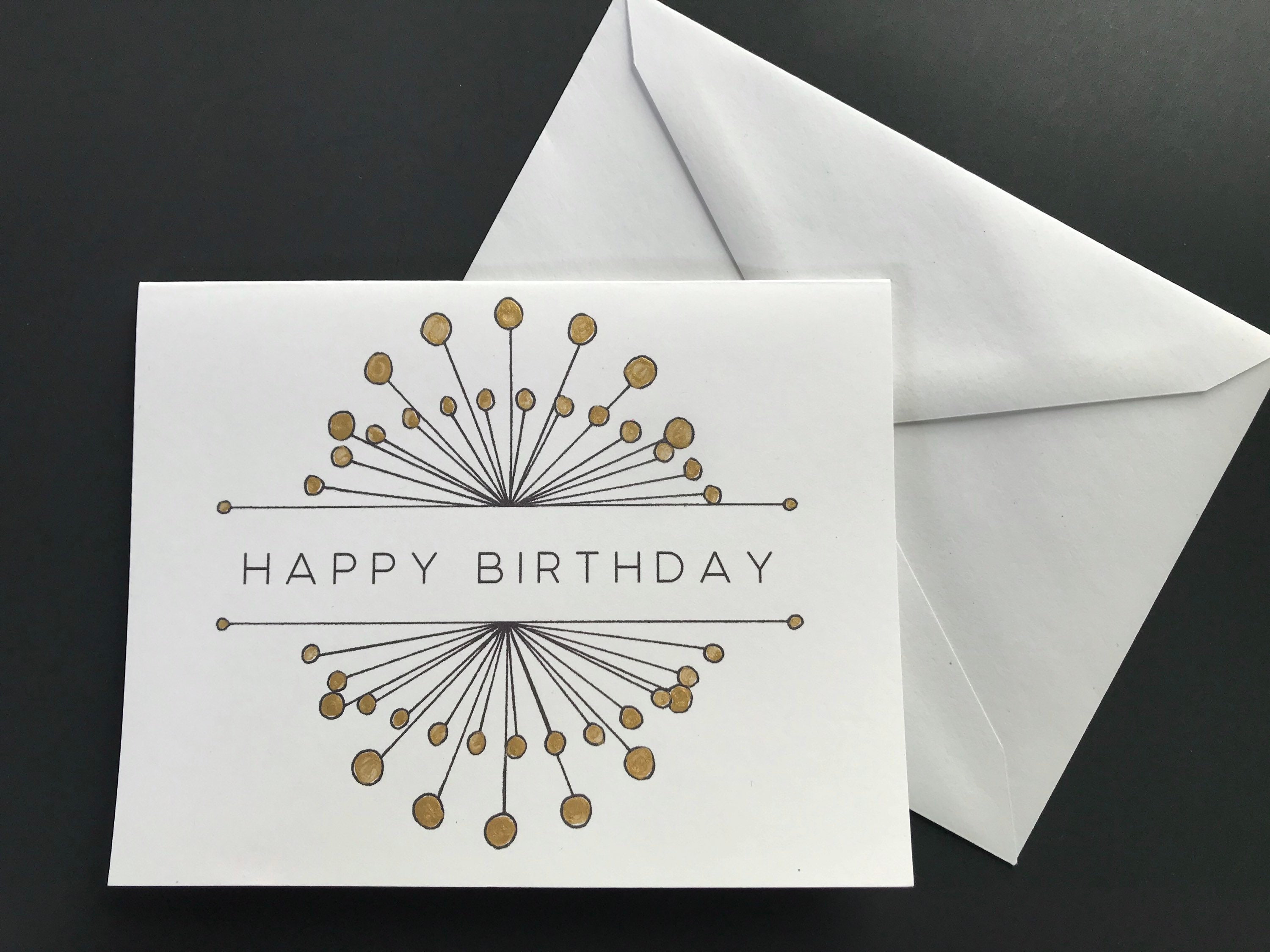 Gender Neutral Birthday Card Handmade Metallic Gold and - Etsy