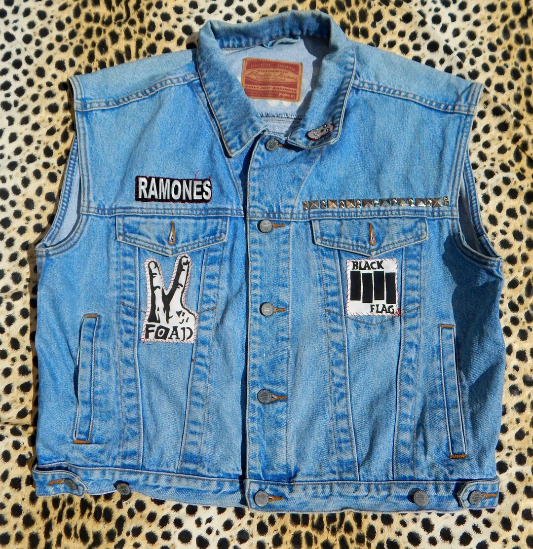Punk Rock Vest, Denim Vest, Vintage Jacket, Skinhead Jacket, Punk ...