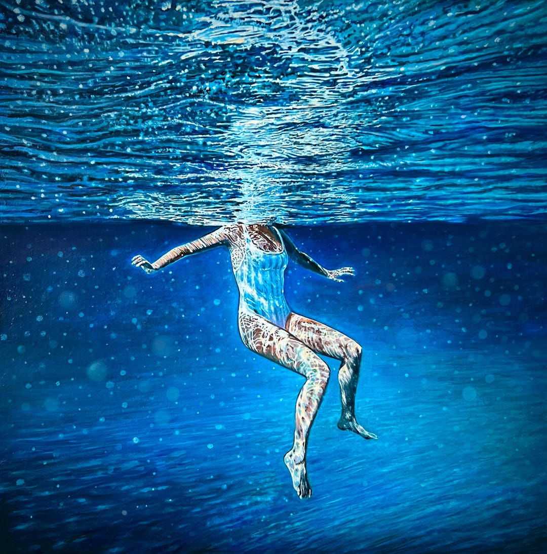 BE WATER - Hyperrealism Painting, Underwater Art, Ocean Painting, Blue ...