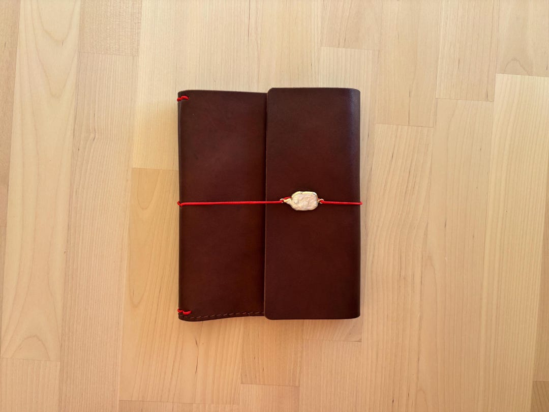Ready to Ship A6 Trifold Leather Journal for Traveling in Bruciato EM ...