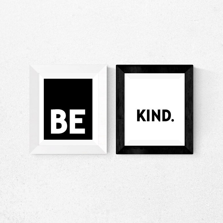 Set of Be Kind Print, Printable Wall Art, Quote Block, Instant Download ...
