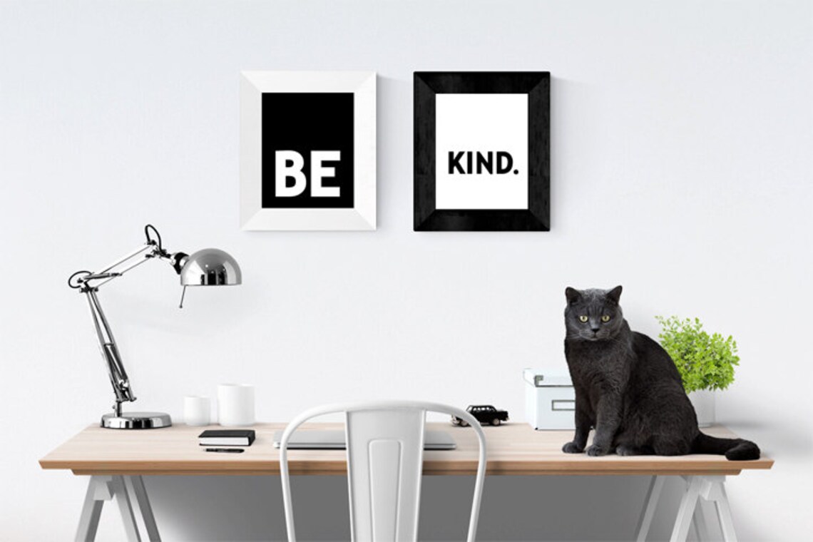 Set of Be Kind Print, Printable Wall Art, Quote Block, Instant Download ...