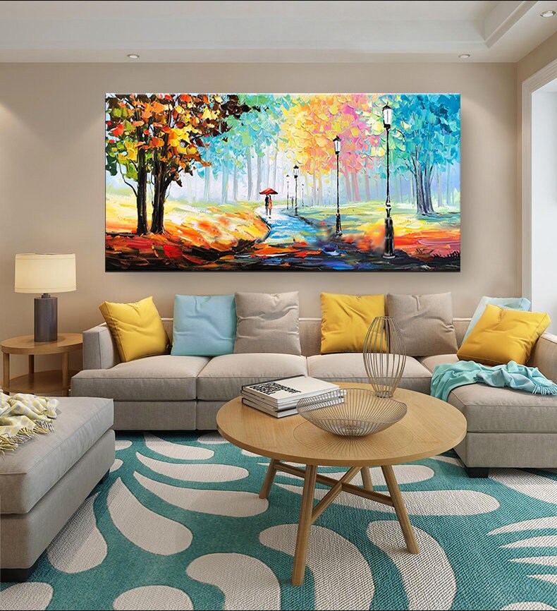 Tree Art Painting Abstract Colorful Painting Oil | Etsy