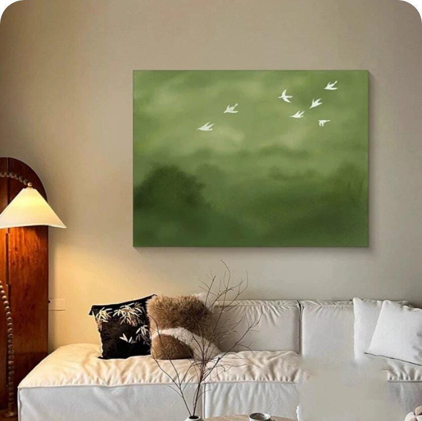 Green Landscape Painting, Abstract Acrylic Textured Wall Art - Etsy