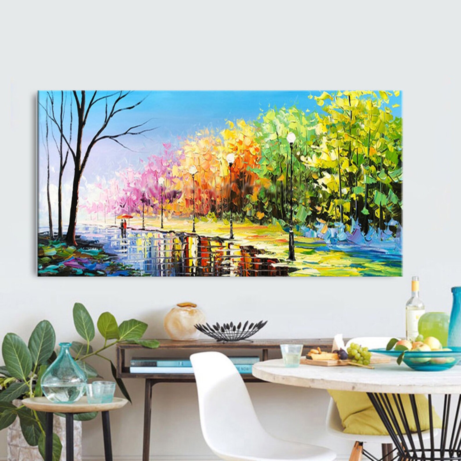 Landscape Paintings,modern Textured Trees Painting on Canvas,large Wall ...
