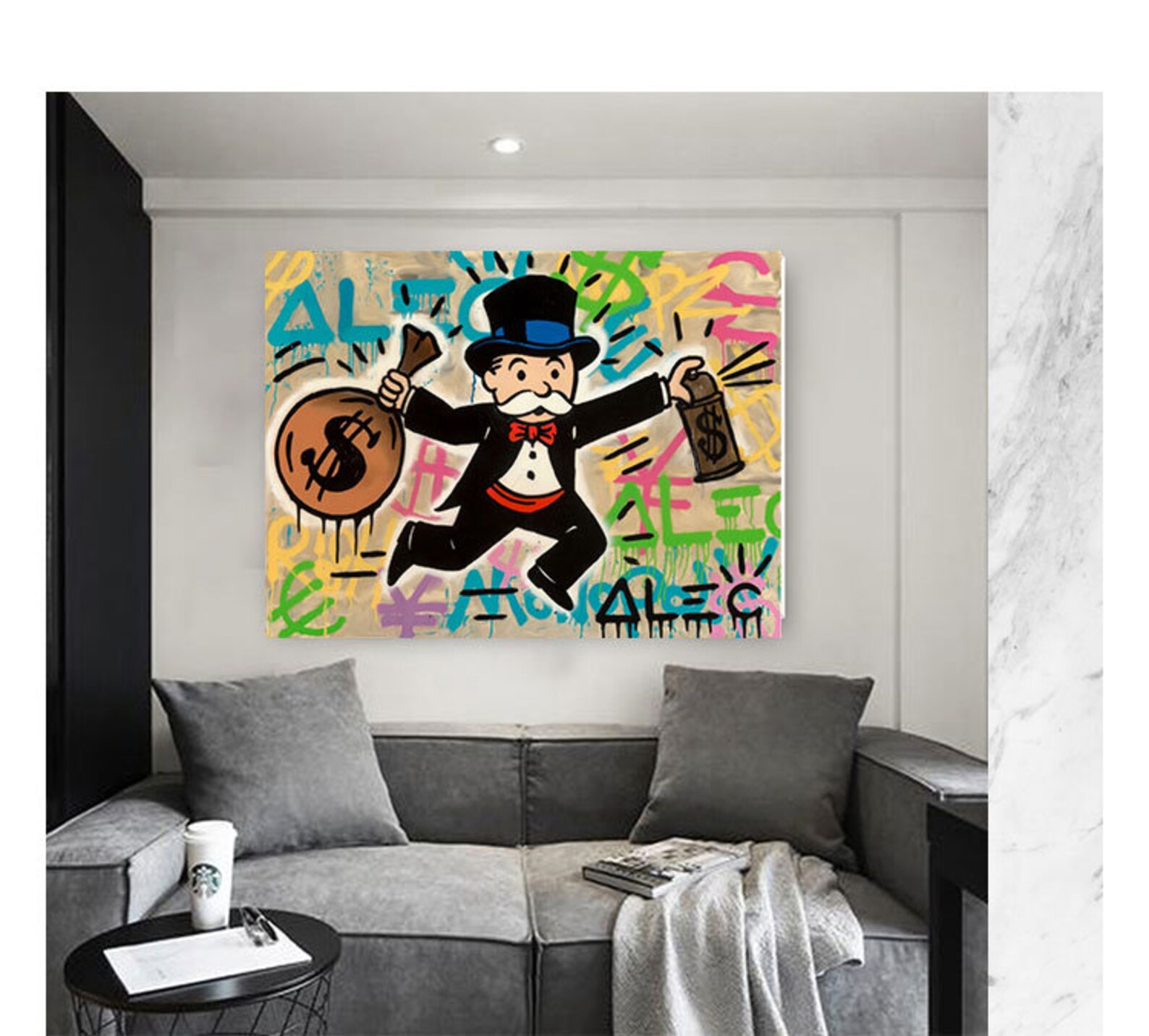 Alec Monopoly Graffiti Oil Painting on Canvas Urban Art - Etsy
