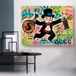 Alec Monopoly MONOPOLY MONEY Bag,hand Painted Modern Wall Art,graffiti ...