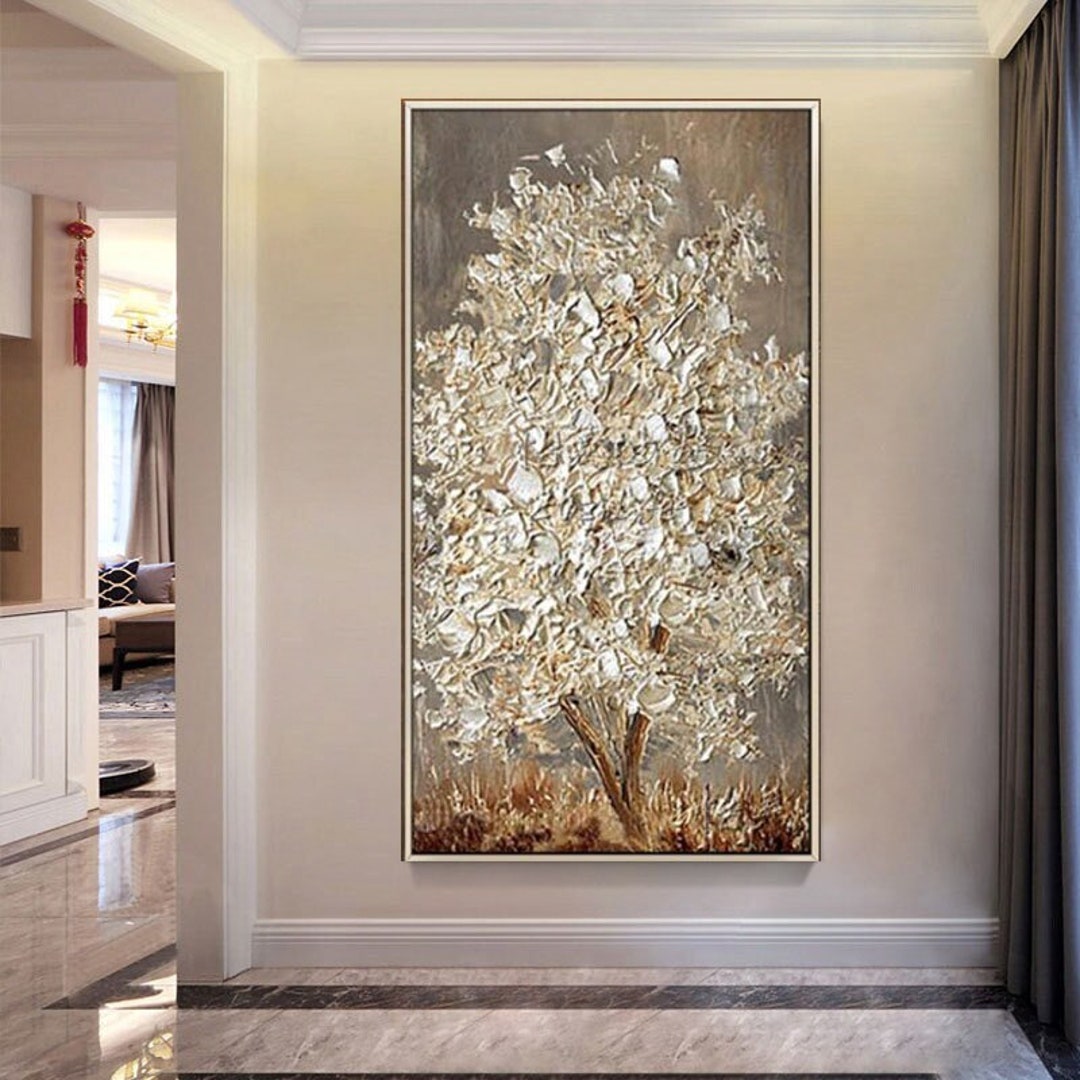 Silver Tree Large Oil Painting on Canvas,handpainted Abstract Art ...