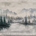 Large Minimalist Forest Paintingmountain Lake Landscapewall - Etsy