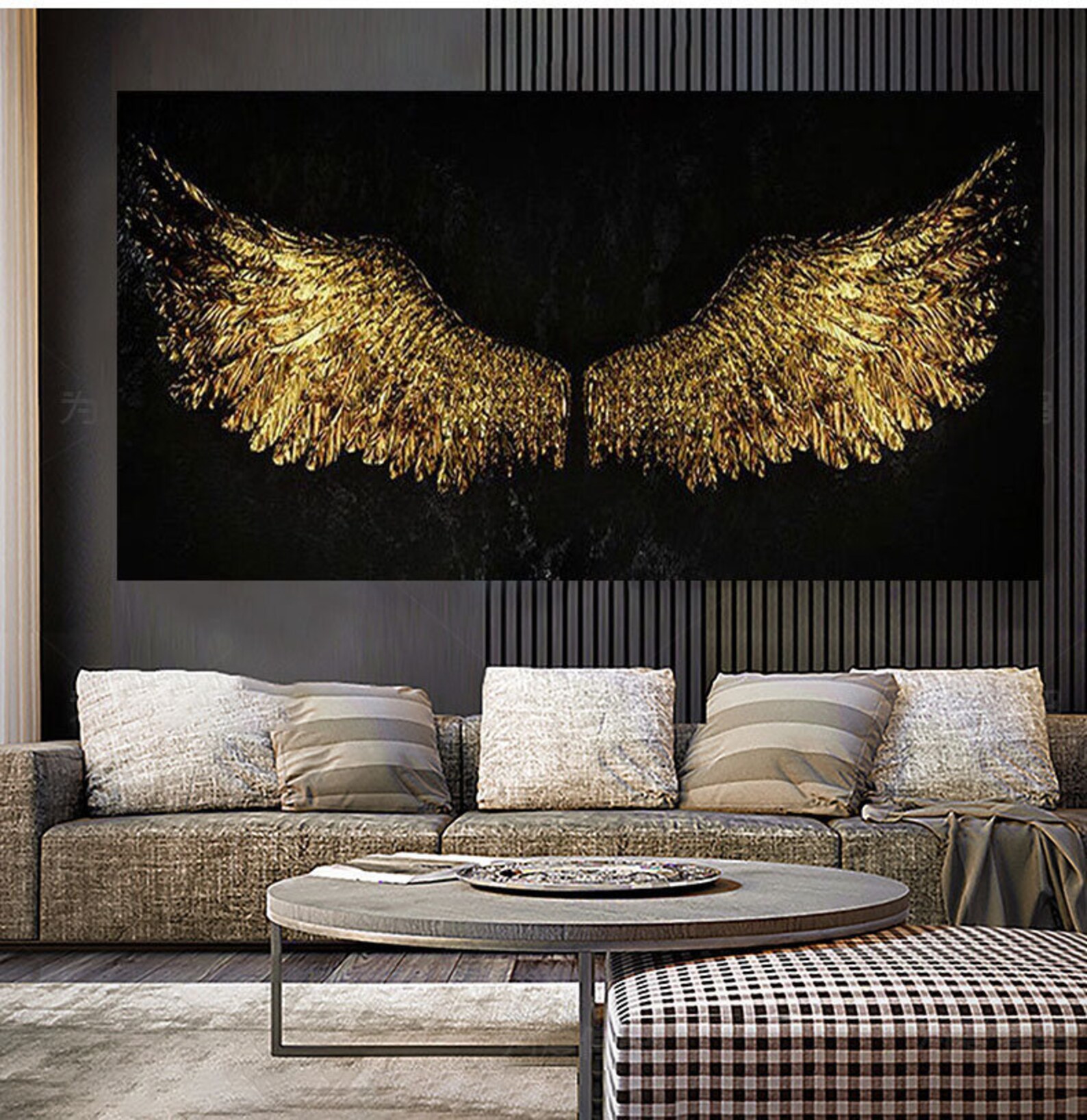 Gold Angel Wing Oil Painting on Canvas: Abstract Texture Wall Art - Etsy