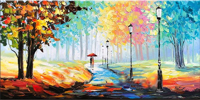 Tree Art Painting Abstract Colorful Painting Oil - Etsy