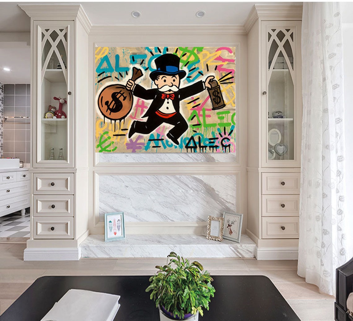 Alec Monopoly Graffiti Oil Painting on Canvas Urban Art - Etsy