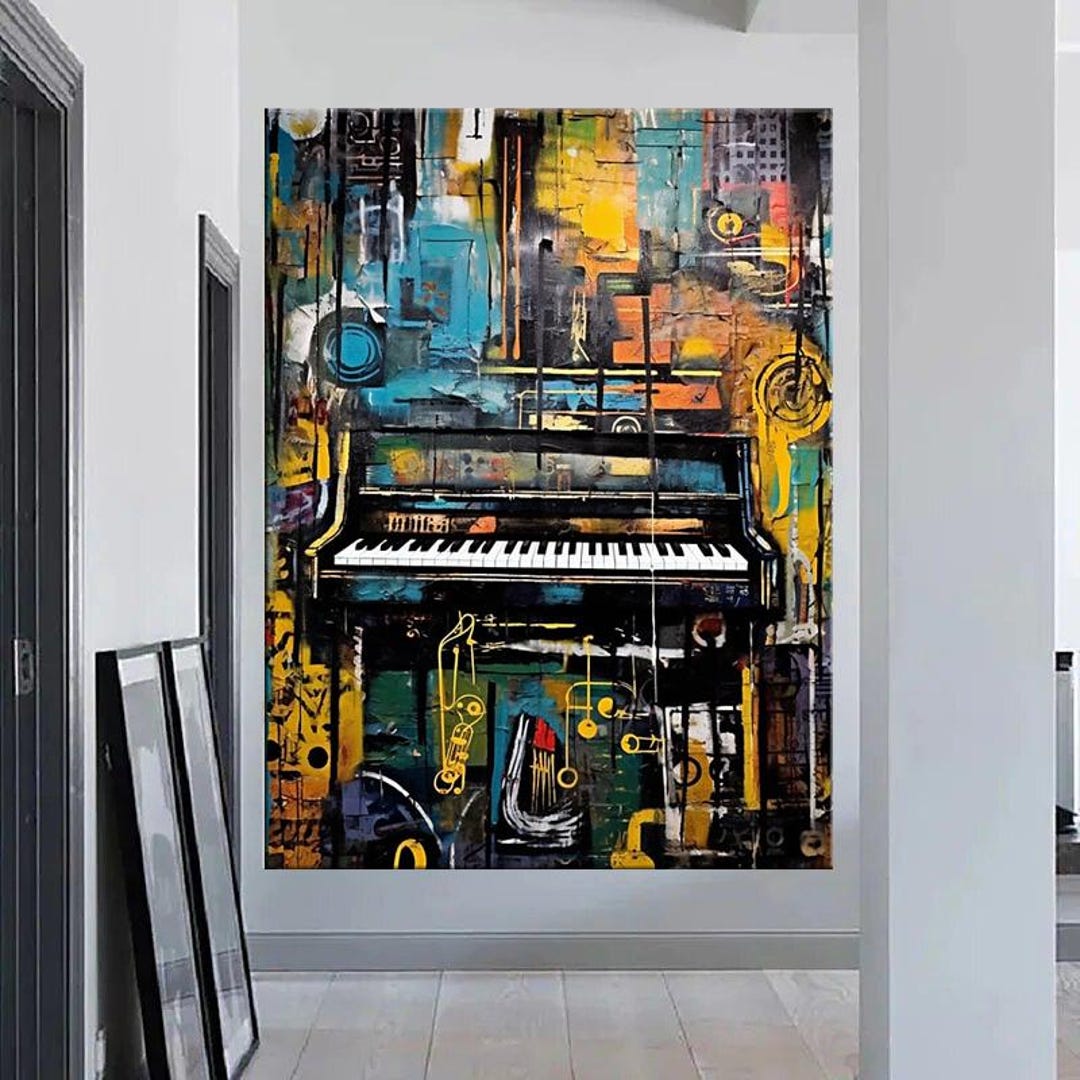 Hand-painted Graffiti Piano Canvas Art: Modern Urban Oil Painting - Etsy