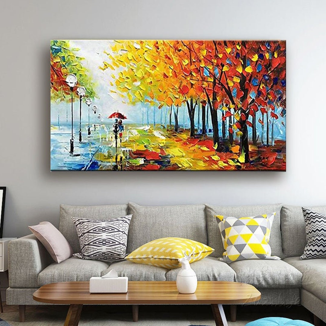 Abstract Art Painting Modern Textured Paintingpark Landscape - Etsy