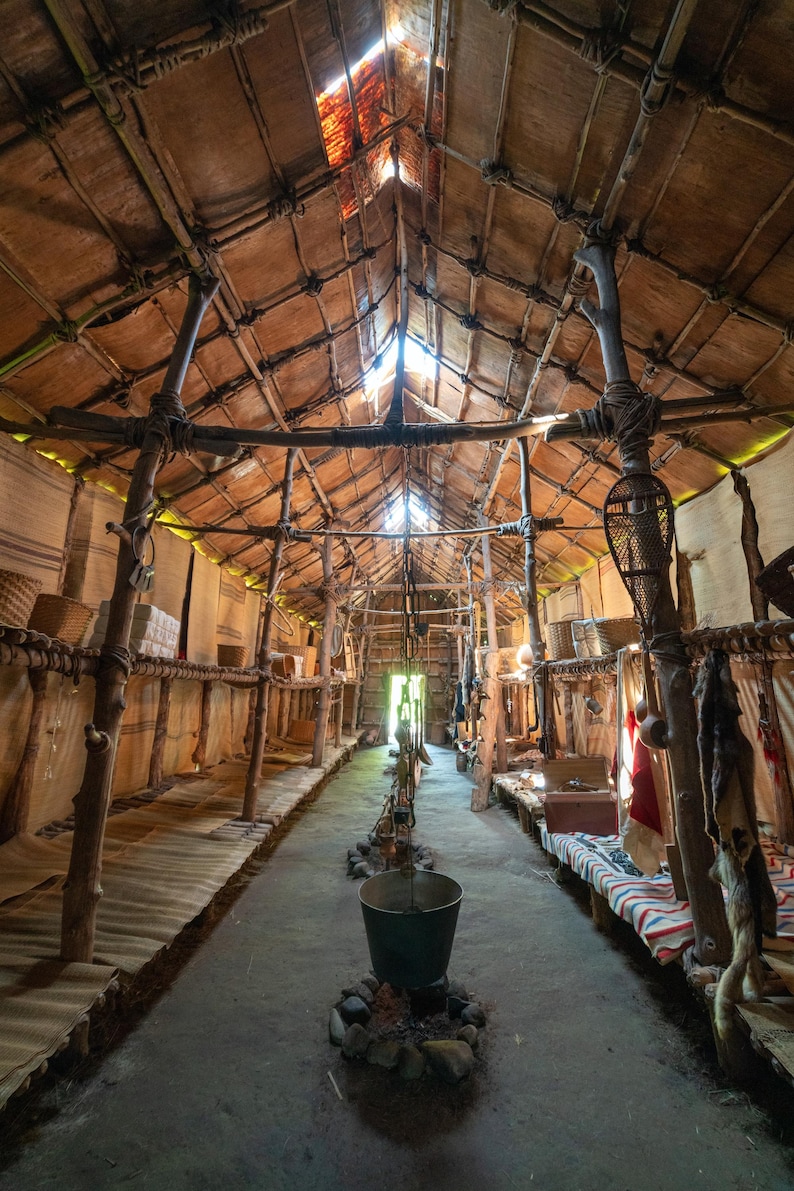 Iroquois Longhouse Interior, Fine Art Print | Ganondagan State Historic ...