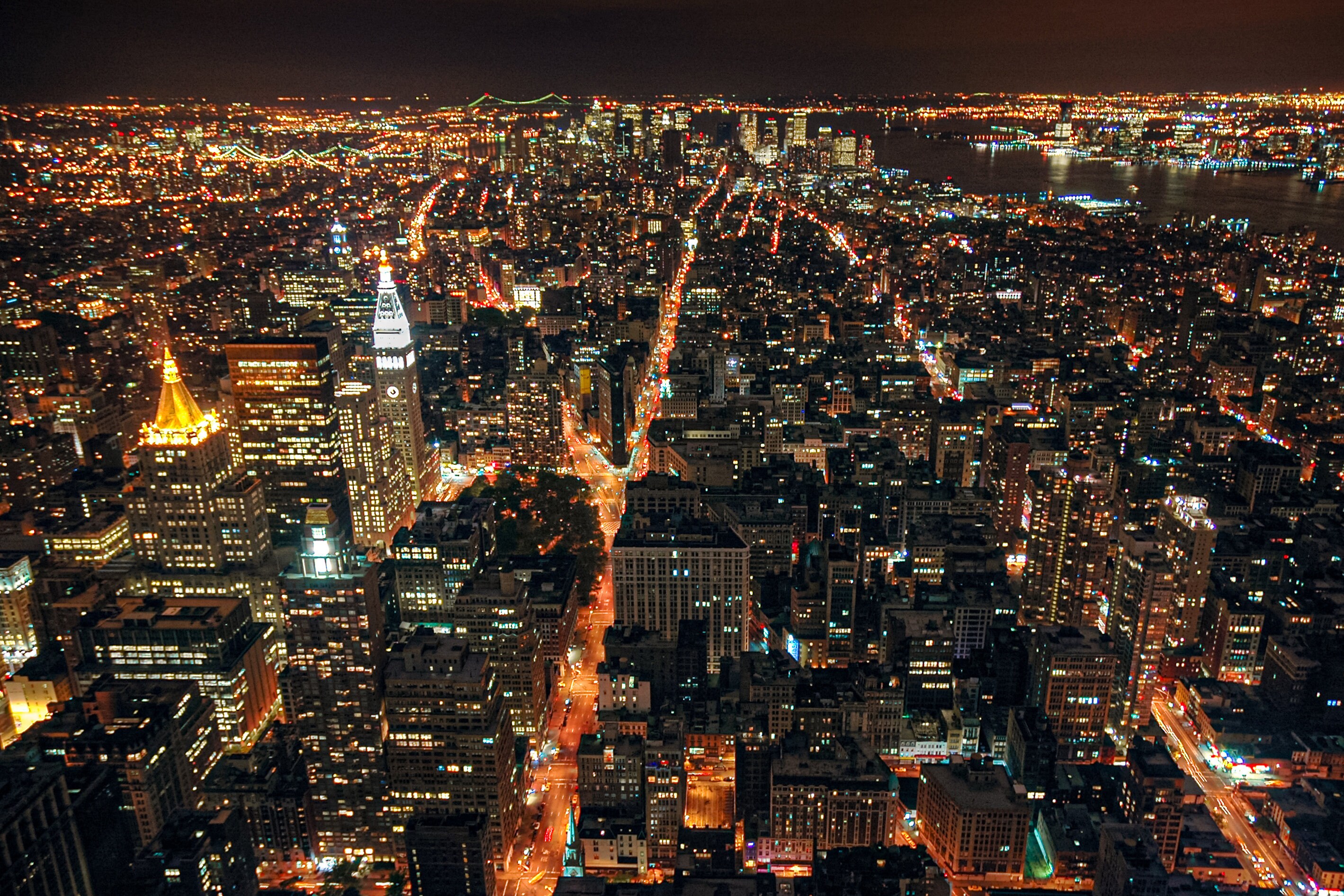 Overlook of Manhattan Island at Night - Etsy