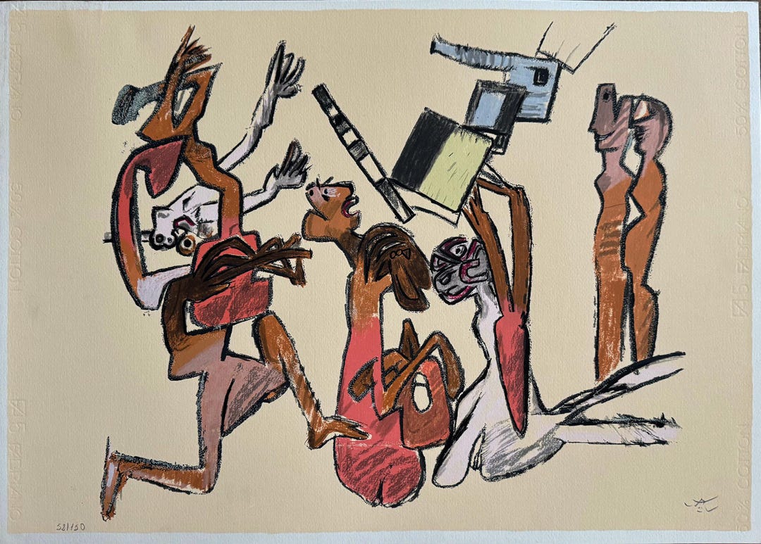 Chilean Artist Roberto Sebastian Matta, Silkscreen, Figures, 70x50 ...