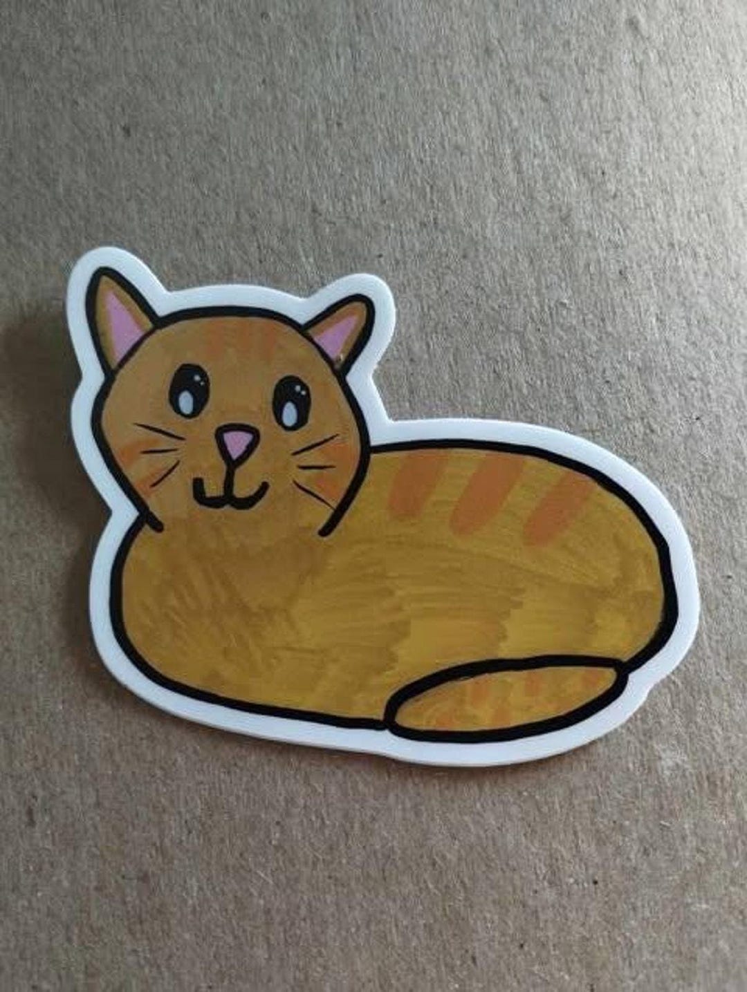 Happy Loaf Cat Cute Kawaii Orange Tabby Kitty Kitten 2x3 Inch Vinyl ...