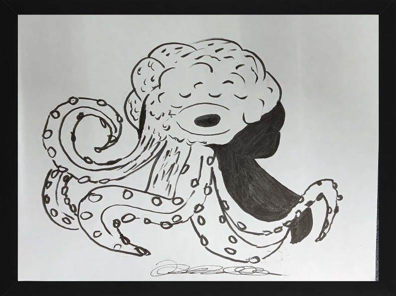 Octopus Comic Manga Style Ink Drawing Wall Art Decor Original OOAK - Etsy