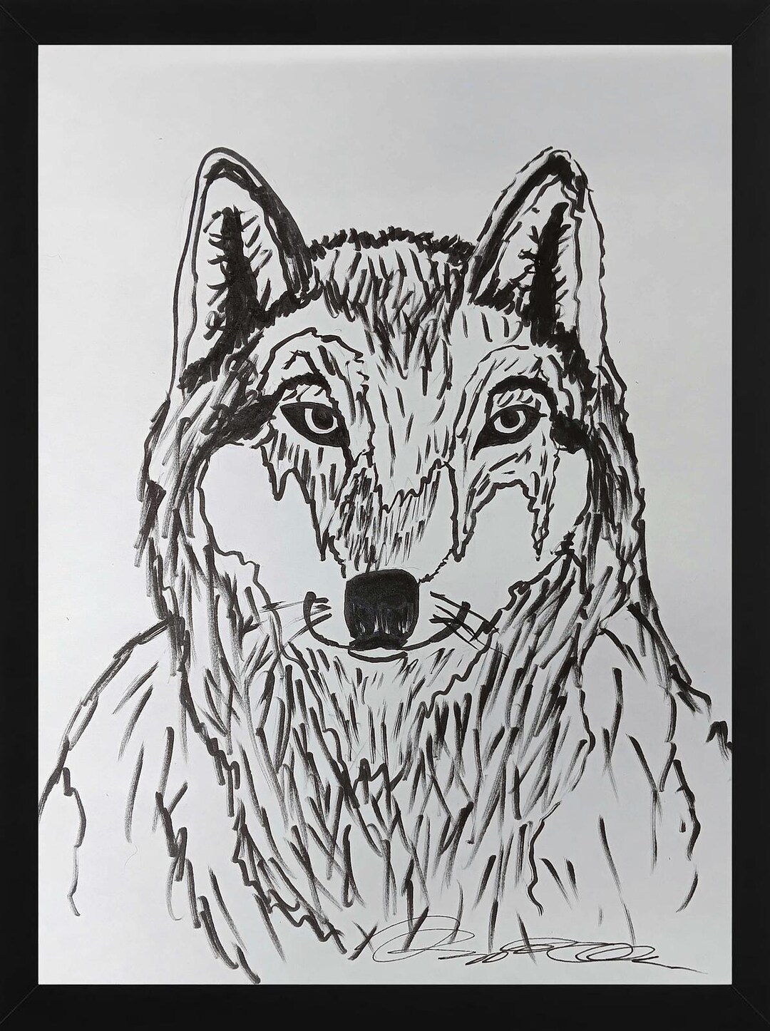 Majestic Wolf in Monochrome - Pen and Ink Drawing Comic Manga Style ...
