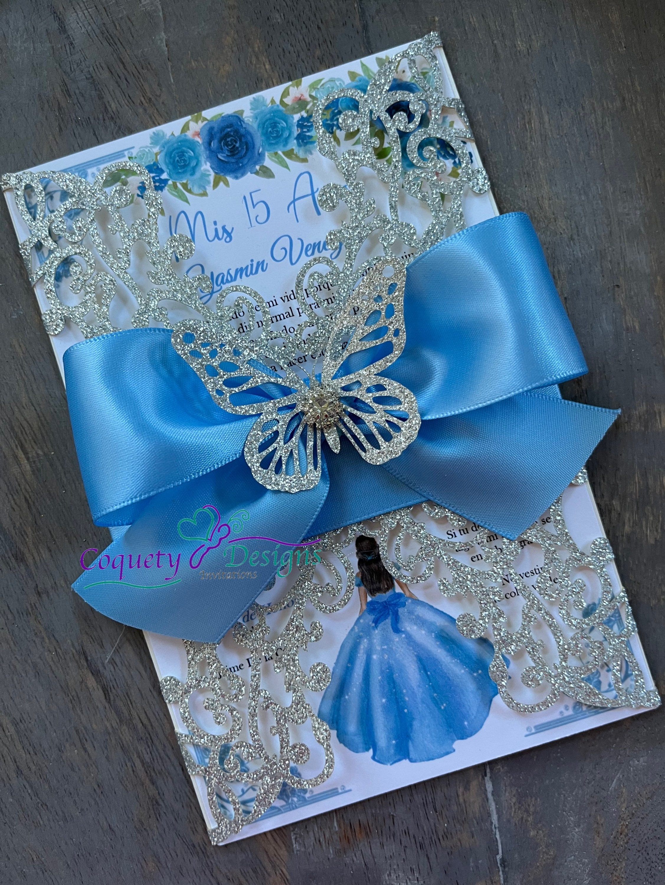 Invitaciones De Quinceanera Azul